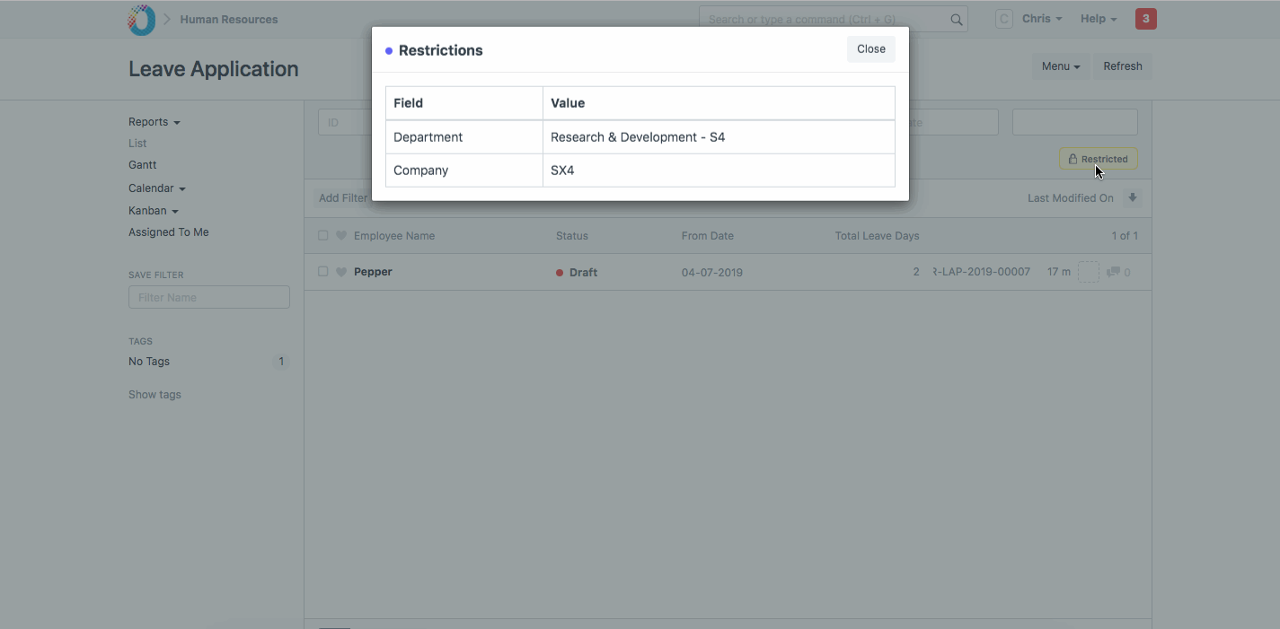 Department-wise Leave Approval in TechoERP